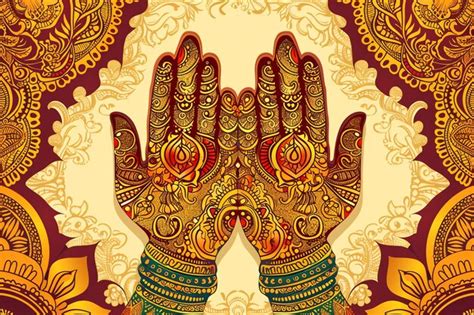 Ornate Henna Patterns On Hands And Feet Rath Yatra Background Premium