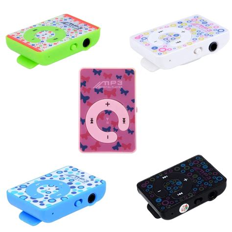 MAHA Mini Clip MP3 Music Player SD Card Supported 3 5mm Earphone USB Cable Pink Green White