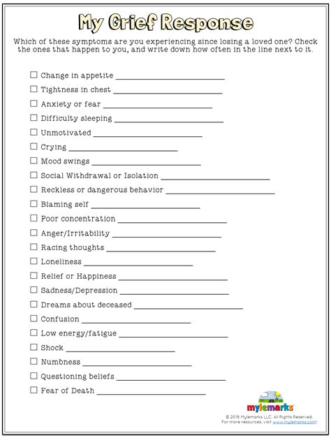 Grief Handouts For Adults Grief And Loss Psychology Tools