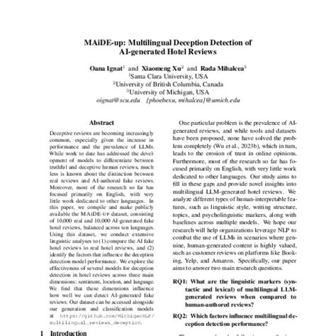 Maide Up Multilingual Deception Detection Of Ai Generated Hotel