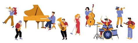 Jazz Band Vibe Artists Performing Music On Stage 13194641 Vector Art