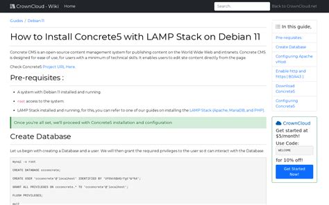 Crowncloud Wiki How To Install Concrete5 With Lamp Stack On Debian 11