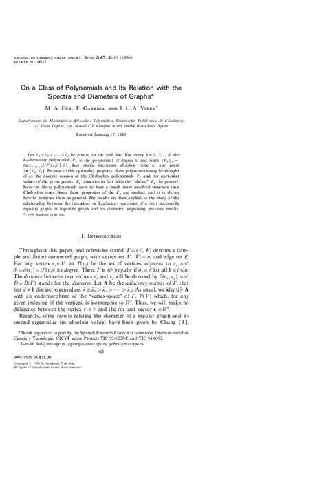 Pdf On A Class Of Polynomials And Its Relation With The Spectra And