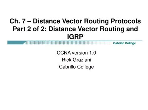 Ppt Ch Distance Vector Routing Protocols Part Of Distance Vector Routing And Igrp