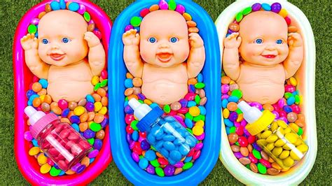 6 Minutes Satisfying Video Mixing Funny Candy Asmr And Make Up In 3 Bathtubs With Magic Mandms