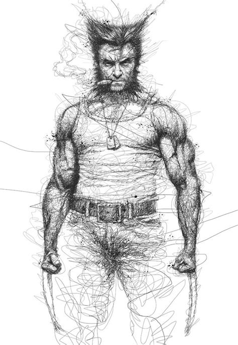 Scribble Drawing Portraits Super Heroes And More Comic Books Art