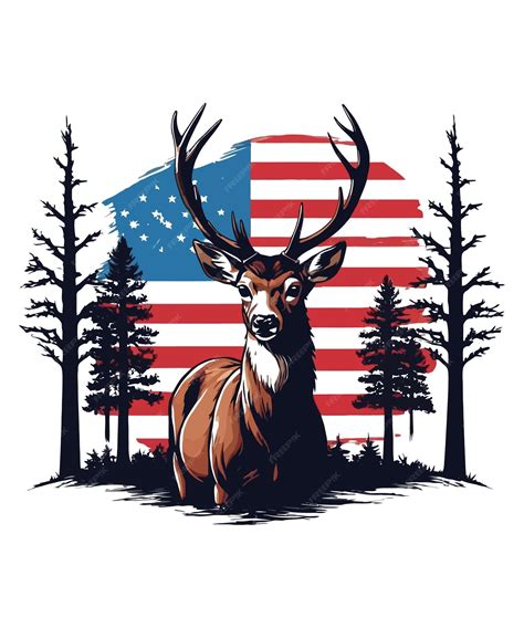A Deer Is An American Soldier And The Flag On His Background Premium Ai Generated Vector