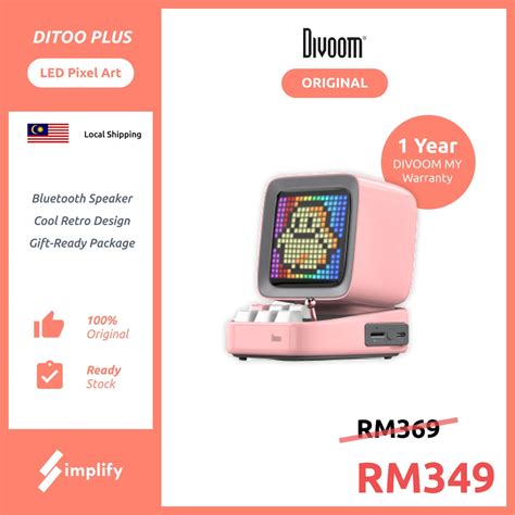 [official 🇲🇾 Warranty] Divoom Ditoo Plus Pixel Art Game Portable Bluetooth Speaker Led Cute Cool
