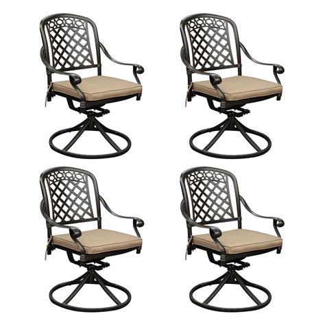 4 Piece Cast Aluminum Outdoor Swivel Dining Chairs All Weather Patio