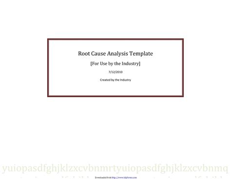 Root Cause Analysis Forms Free Templates