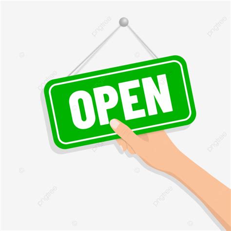 Green Open Store Sign With Hand Vector Open Sign Open Shop By Hand Open Closed Sign Png And