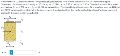 Solved A Wooden Beam 1 Is Reinforced With Steel Plates 2