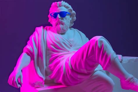Premium Ai Image A White Statue Of Plato In A Cool Pose Wearing
