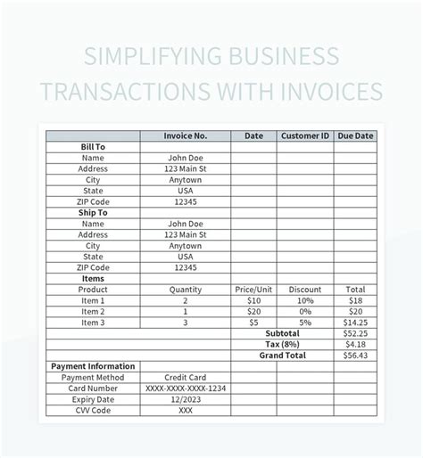 Simplifying Business Transactions With Invoices Excel Template And Google Sheets File For Free ...