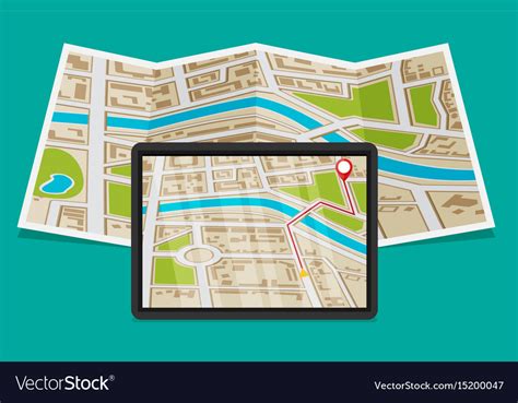 Flat Gps Navigation Royalty Free Vector Image VectorStock