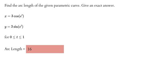 Solved Find The Arc Length Of The Given Parametric Curve Chegg