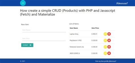 How Create A Simple Crud Products With Php And Javascript Fetch And