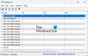 How To Display Global Hotkeys List In Windows PC