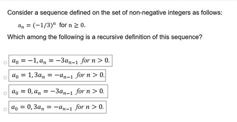 Solved Consider A Sequence Defined On The Set Of Chegg