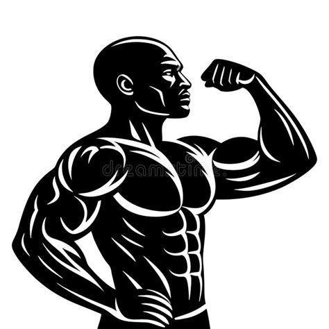 Strong Muscular Man Showing Bicep Flexing Pose Ideal For Fitness Branding And Tattoo Design