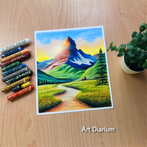 How To Draw Easy Landscape Oil Pastel Drawing Drawing For Beginners