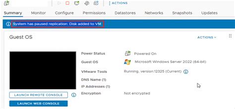 Symptoms Vm Stops Replicating With A Message System Has Paused Replication Disk Added To Vm