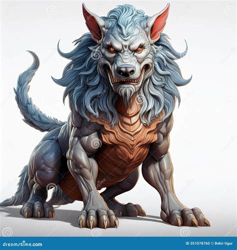 Cel Shaded Cerberus D Model With White Background Full Body Shot