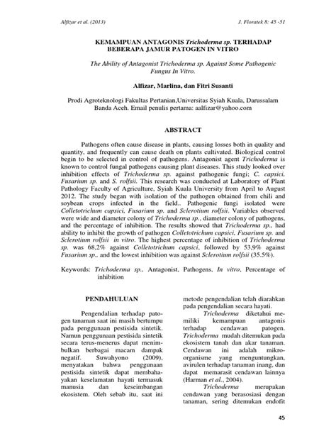 Trichoderma Sp Dan Inhibisi Jamur Patogen Pdf