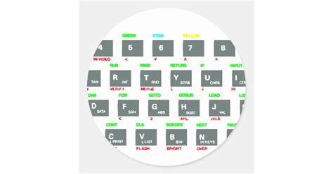 sinclair zx spectrum keyboard keys classic round sticker zazzle