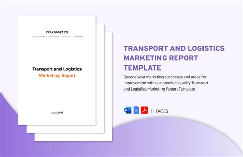 Transport And Logistics Marketing Report Template In Pdf Word