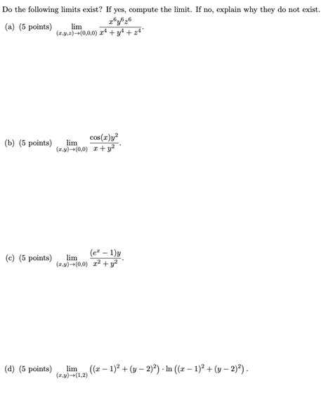 solved do the following limits exist if yes compute the