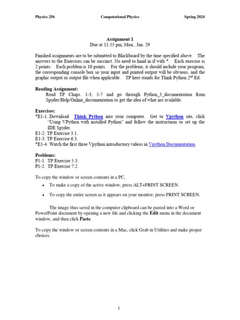 Assignment 1 Think Python Vpython Pdf