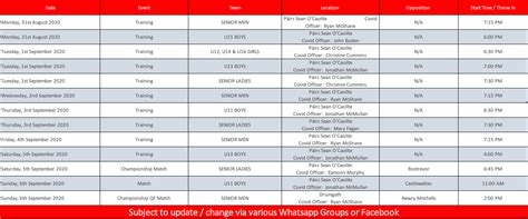 Dundrum Gac ••• Weekly Schedule