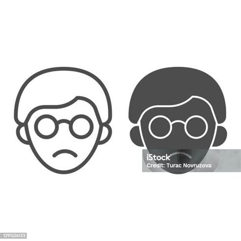 안경 라인과 단단한 아이콘 장애 개념 흰색 배경에 맹인 사인 윤곽 스타일 안경 아이콘을 가진 맹인의 머리 벡터 그래픽 로고에 대한 스톡 벡터 아트 및 기타 이미지 Istock