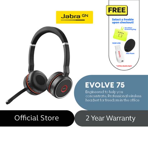 Jabra Evolve Professional Wireless Headset With Active Noise Cancellation Link Usb