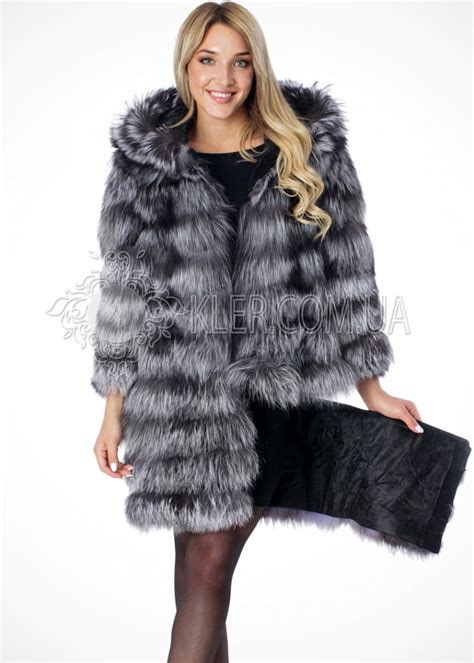 Чернобурка шуба с капюшоном Шубы цены и фото Купить шубу в Киеве
