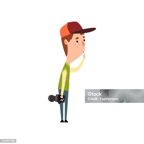 사진 카메라 파파라치 블로거와 기자는 흰색 바탕에 사진 벡터 일러스트 레이 션을 복용 남성 사진 작가 개념에 대한 스톡 벡터