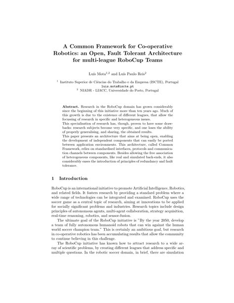 Pdf A Common Framework For Co Operative Robotics An Open Fault