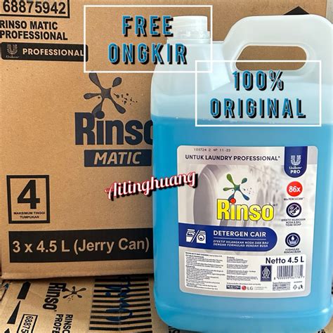 Jual Instan 1 Dus Rinso 4 5l Isi 3jr 1dus Rinso Matic Cair 1 65l Isi 6pc Rinso 4 5l