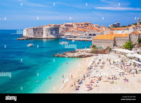 Banje Beach Old Port And Dubrovnik Old Town Dubrovnik Dalmatian
