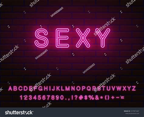 Bold Pink Neon Font Erotic Style Stock Vector Royalty Free Shutterstock