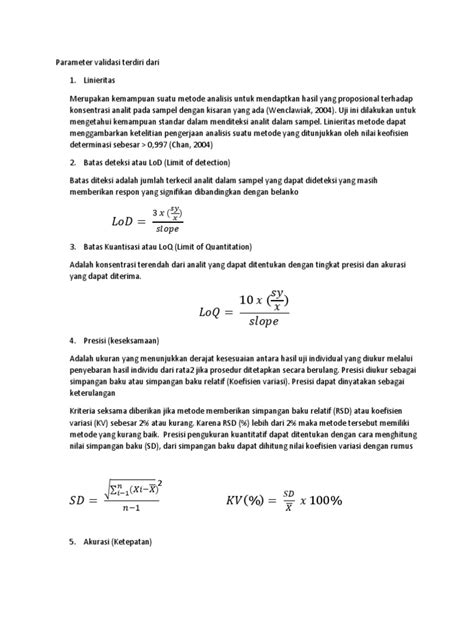 Parameter Validasi Akurasi Presisi Dll Pdf