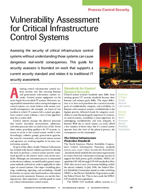 Pdf Vulnerability Assessment For Critical Infrastructure Control Systems