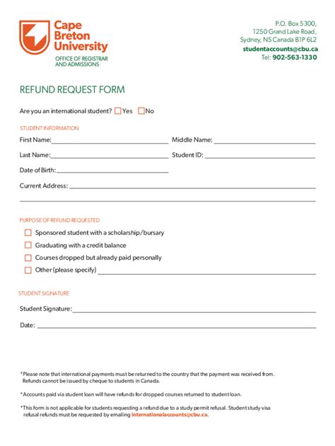 Fillable Online Cbu Refund Form Fax Email Print Pdffiller