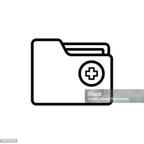 의료 폴더 아이콘입니다 환자 파일 임상 레코드 아이콘입니다 격리된 흰색 배경의 벡터입니다 Eps 10 보고서에 대한 스톡 벡터