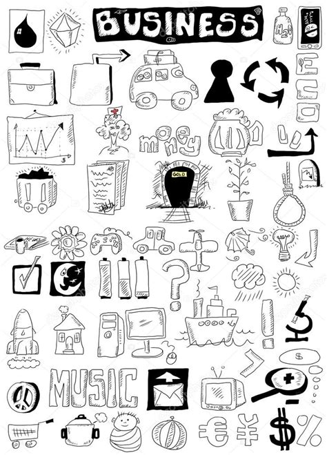 Business Doodle Design Elements Hand Drawn Illustration Stock