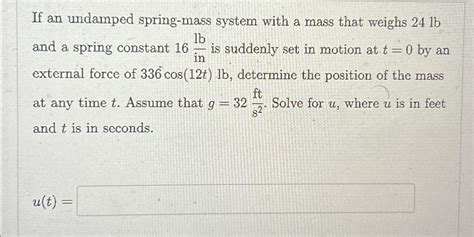 Solved If An Undamped Spring Mass System With A Mass That