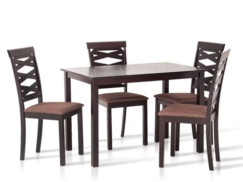 ᐉ Обідній комплект стіл 4 стільці Mix Mebli Бруклін МДФ дерево тканина колір венге шоколад