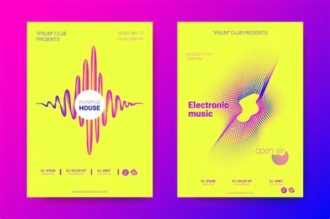 전자 음악 축제 초대를 위한 야간 파티 전단지 프리미엄 벡터