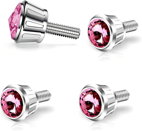 Yekoaru 4 Pcs Bling License Plate Screws Fastener Kit